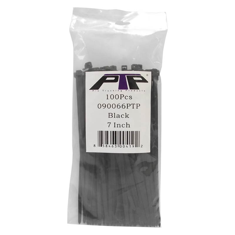 Pro Trucking Products: Black UV Tie Straps, 7" Long, 100 Qty Pack