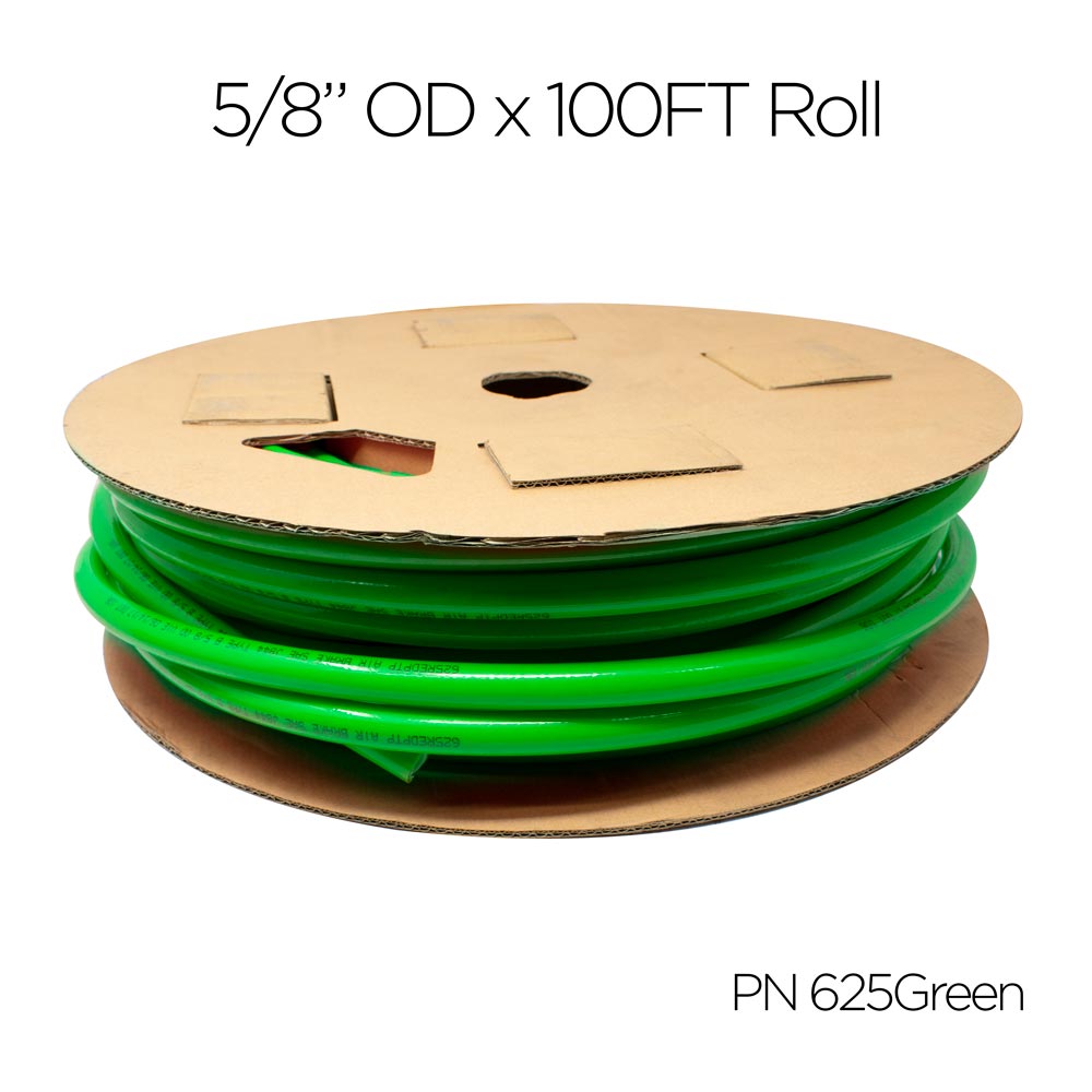 Pro Trucking Products: 5/8" O.D. Green Nylon Air Brake Tubing, 100' Roll