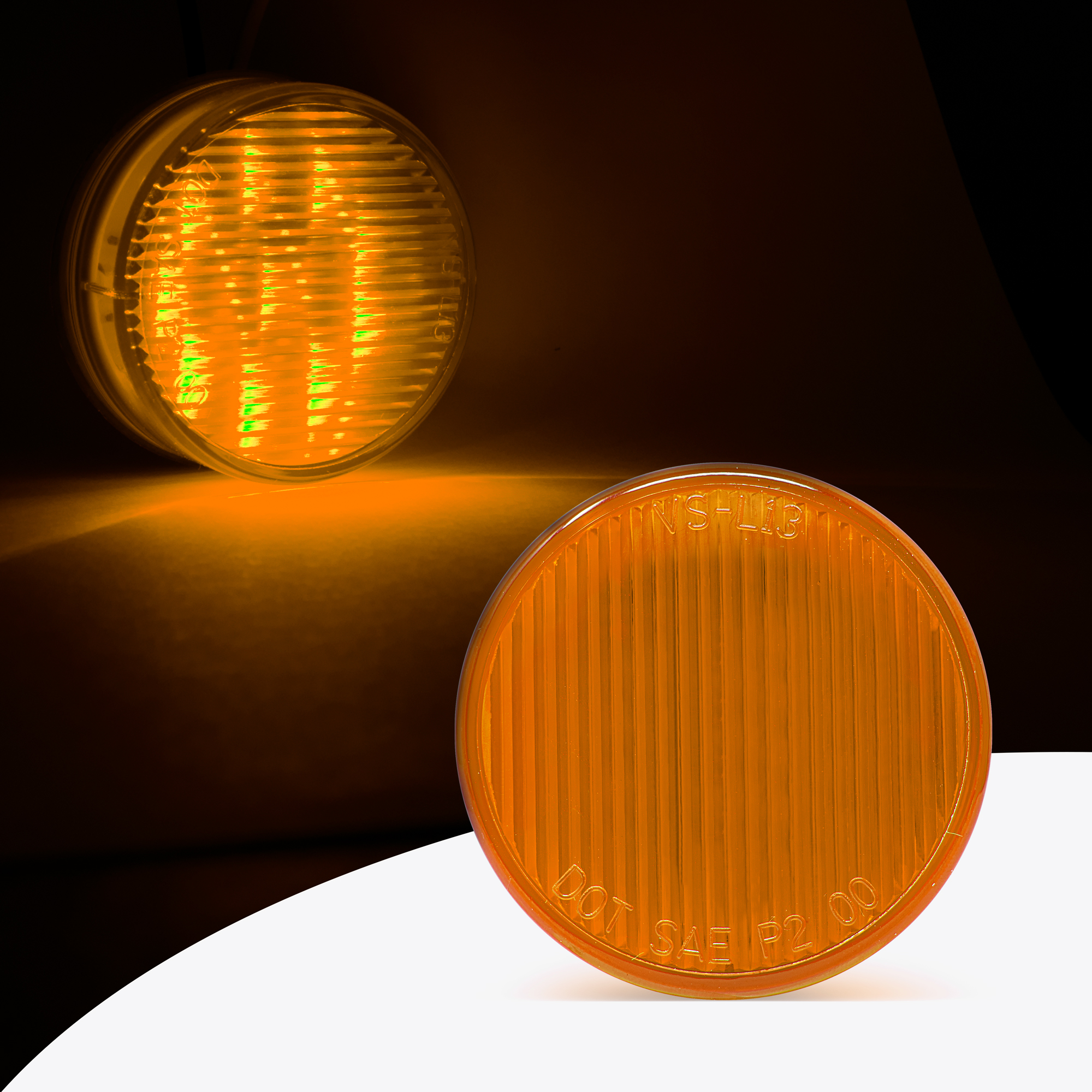 Pro Trucking Products: 200YS Amber 2" Round Marker Light with Stripe ...