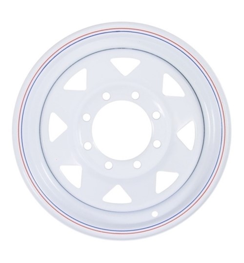 Pro Trucking Products: 16" X 6" White 8 Spoke Wheel, 8 On 6.5" Bolt Circle