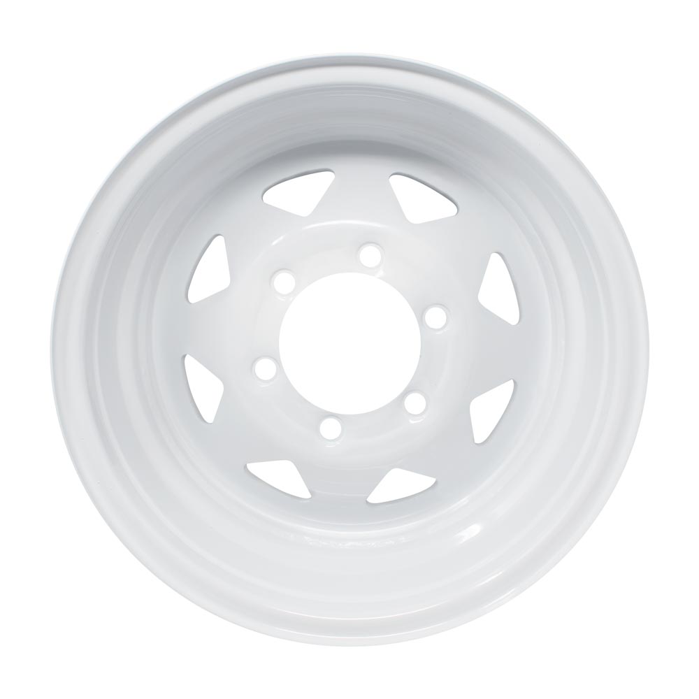 Pro Trucking Products: 15" X 6" White 8 Spoke Wheel, 6 On 5.5" Bolt Circle
