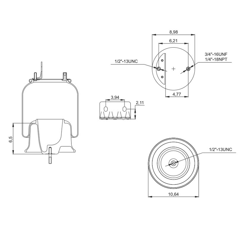 Pro Trucking Products: Freightliner Air Bag - Aluminum Base